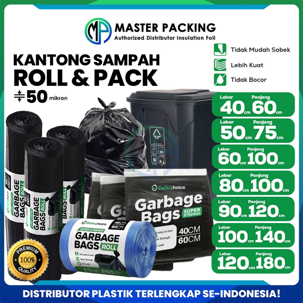 Jual Kantong Plastik Sampah Jumbo / Trash Bag Hitam dan Biru / Garbage Bag Roll dan Pack Harga ...