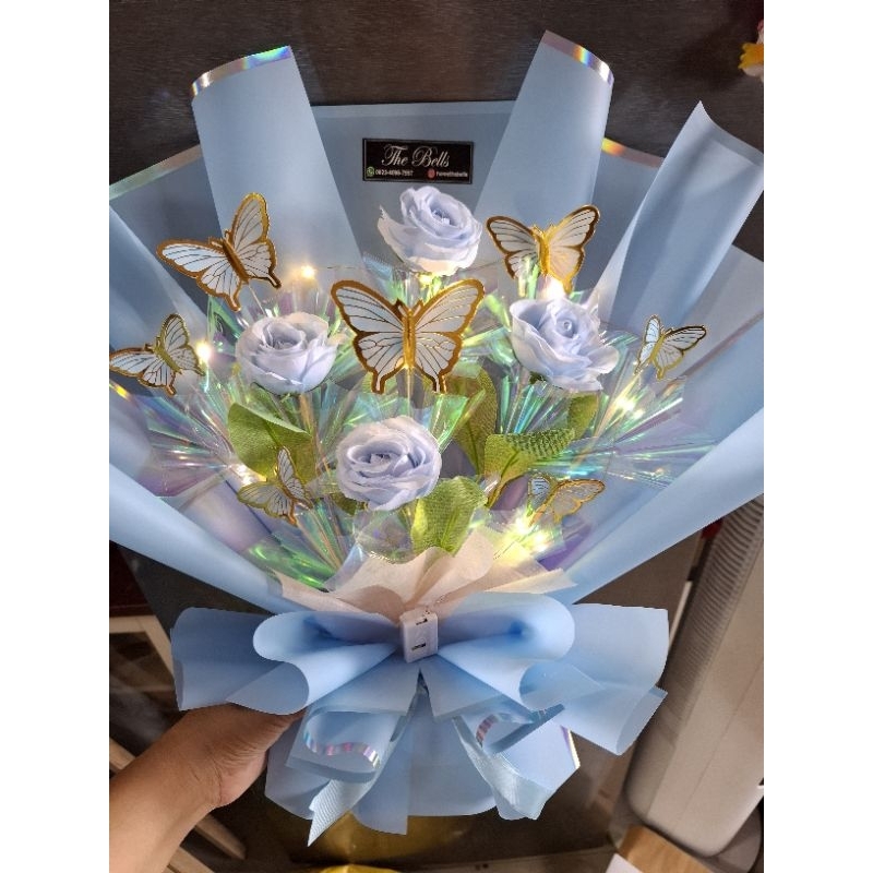Jual VALENTINE Buket Kupu LED + Bunga / Buket Bunga Kupu LED + Coklat ...