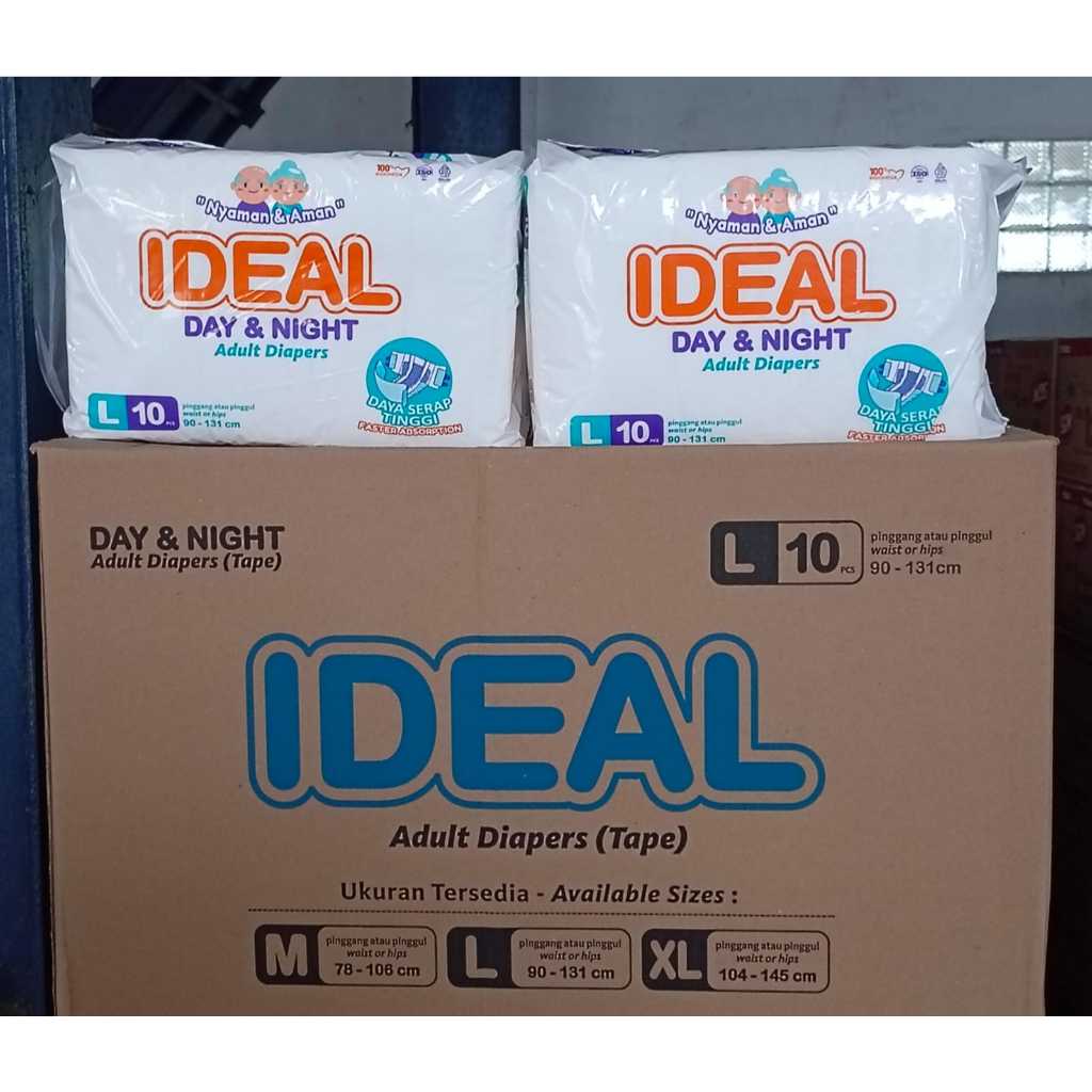 Jual IDEAL Popok Dewasa PEREKAT (KARTON) M10 L10 XL10 | Shopee Indonesia