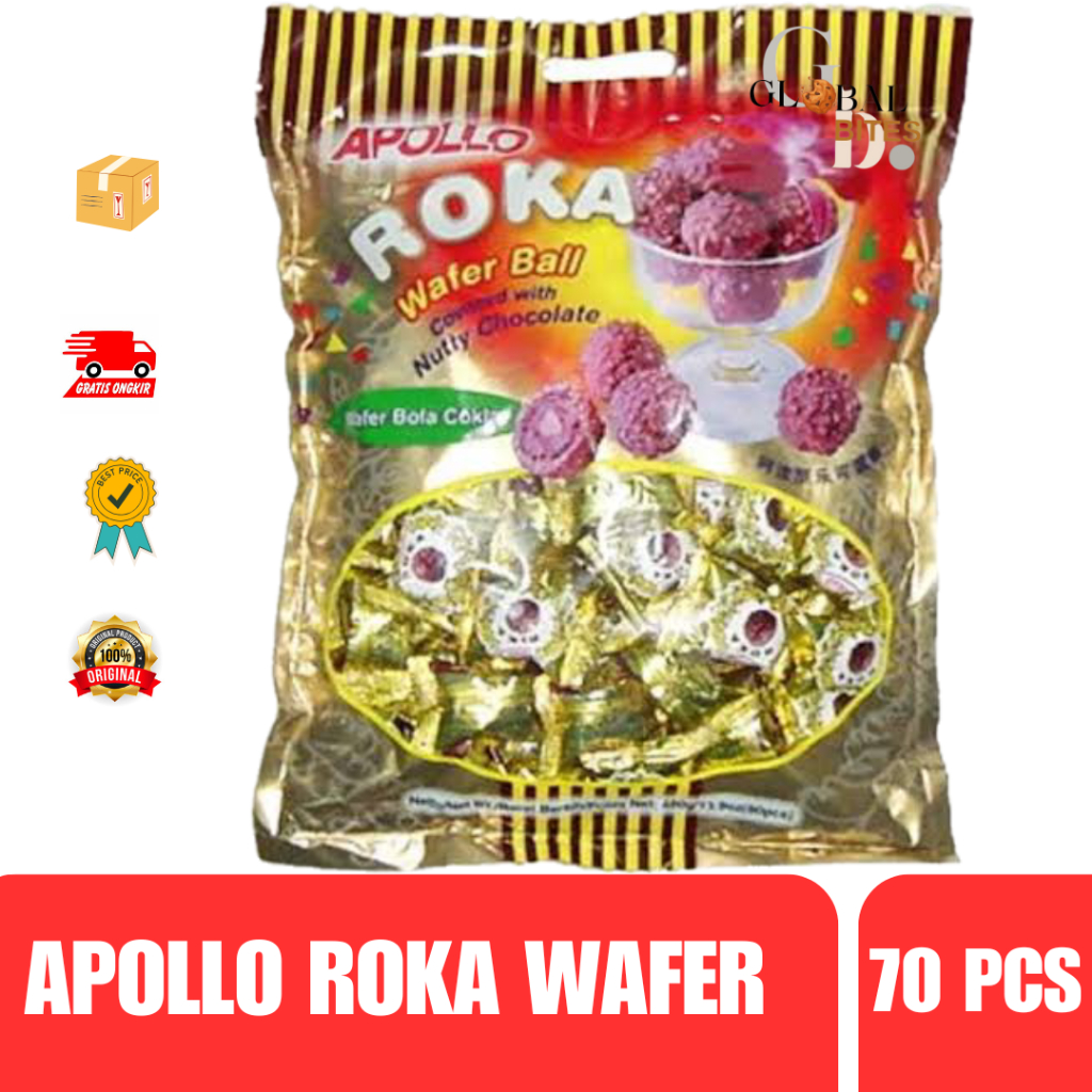 Jual Apollo Roka Wafer Ball Coklat Coveref With Milk Pandan Nutty ...