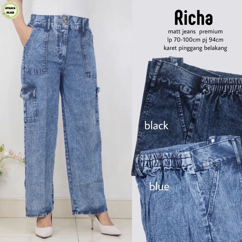 Jual Richa Kulot - Didi Jeans Pant Cargo Tebal (Athaya) | Shopee Indonesia