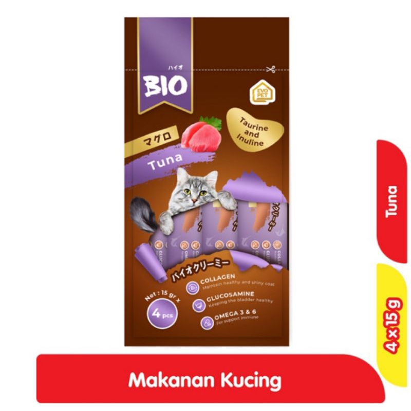 Jual BIO Creamy Makanan Kucing Tuna 4 pcs 15g | Shopee Indonesia