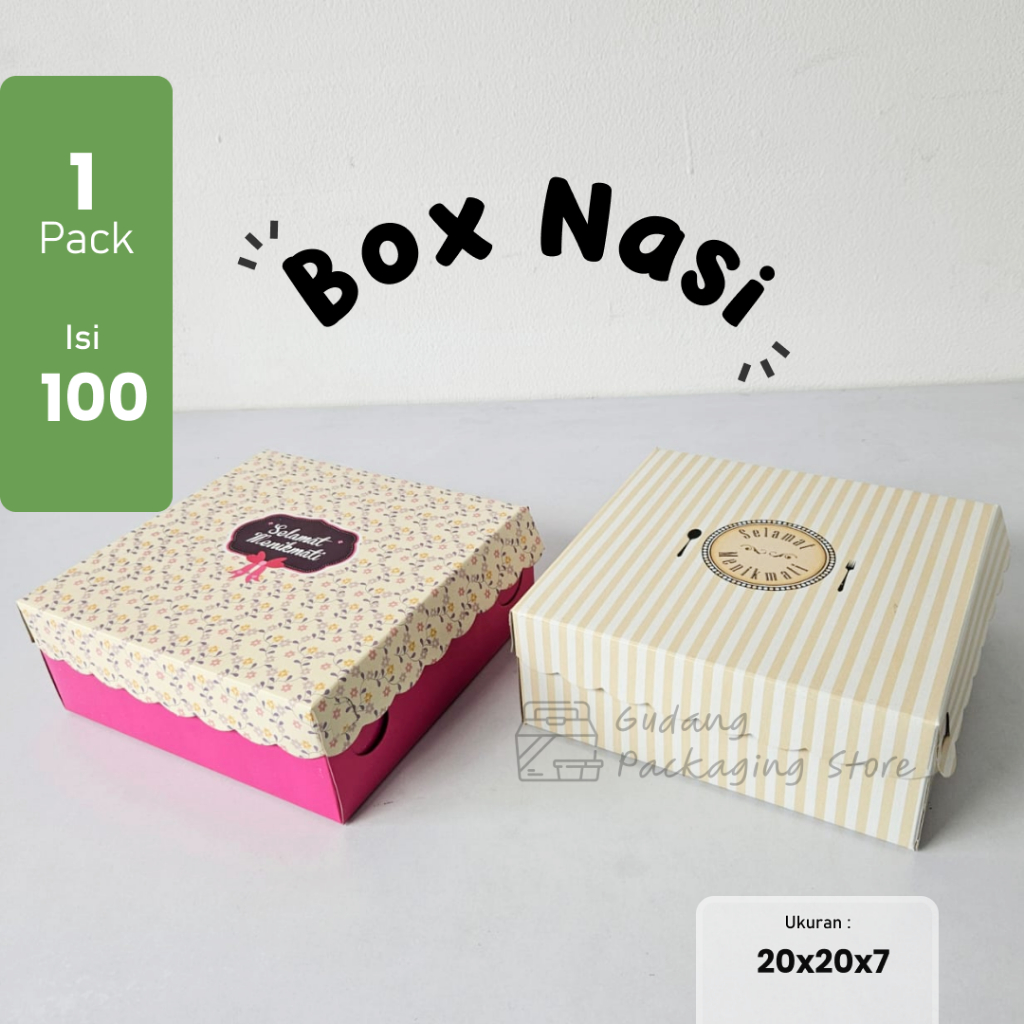 Jual 100 pcs / 20x20 / Box Nasi / Kotak Nasi/ Dus Nasi / Kotak Hajatan ...