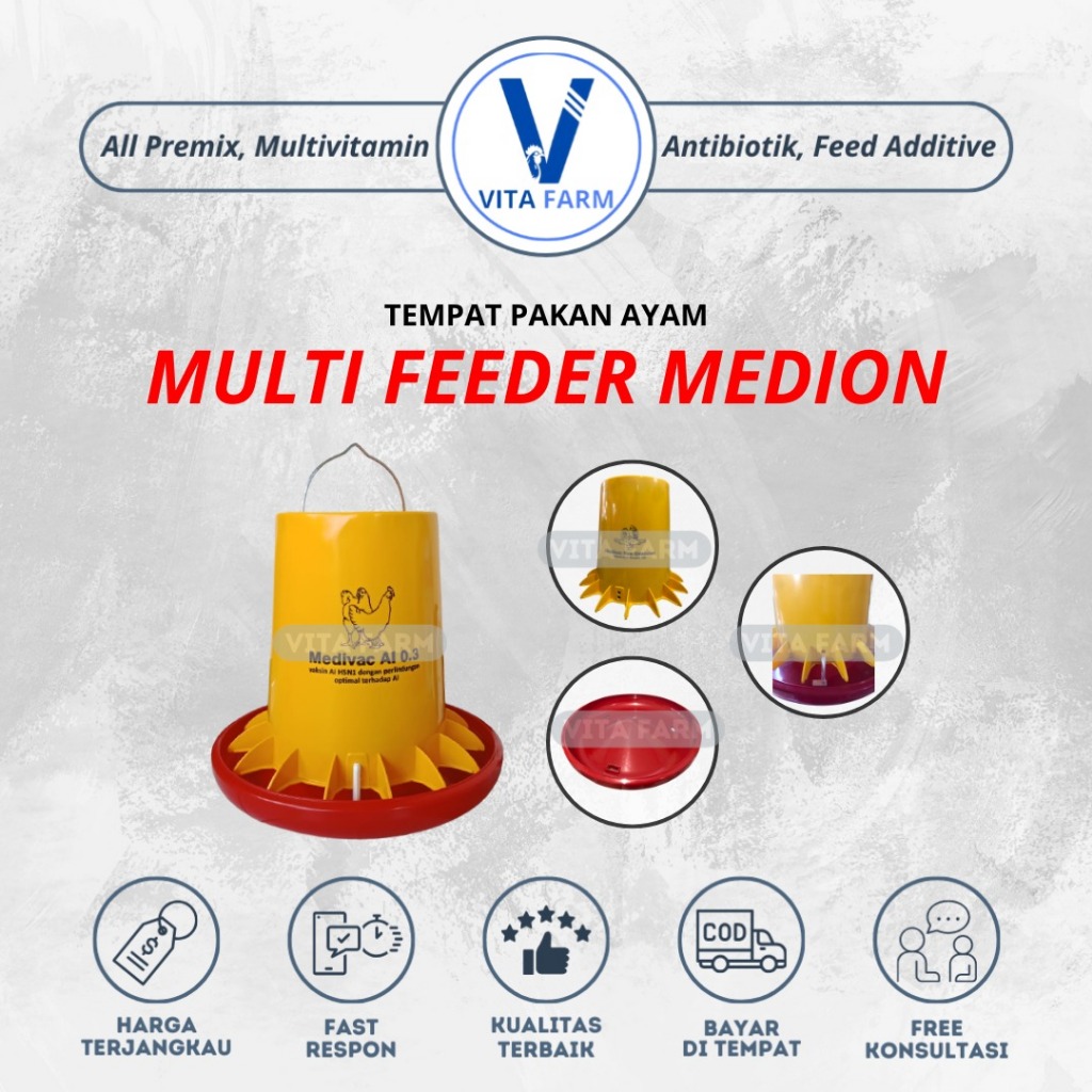 Jual Tempat Ransum Ayam Multi Feeder Medion Tempat Pakan Ayam Superfeeder 5 KG | Shopee Indonesia
