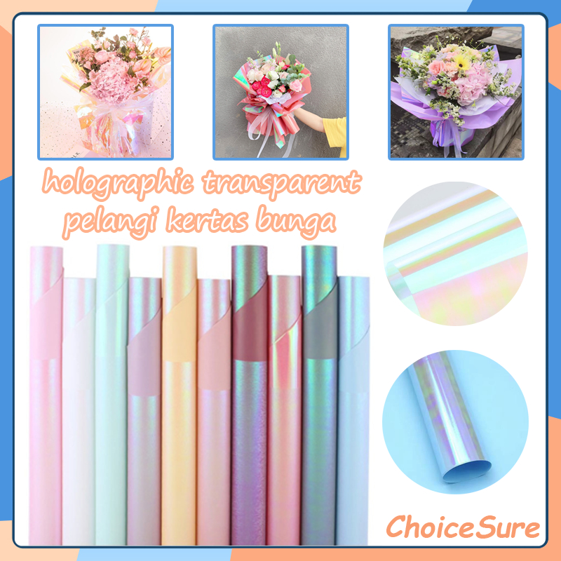 Jual kertas buket clear hologram paper/hologram lembaran buket plastik ...