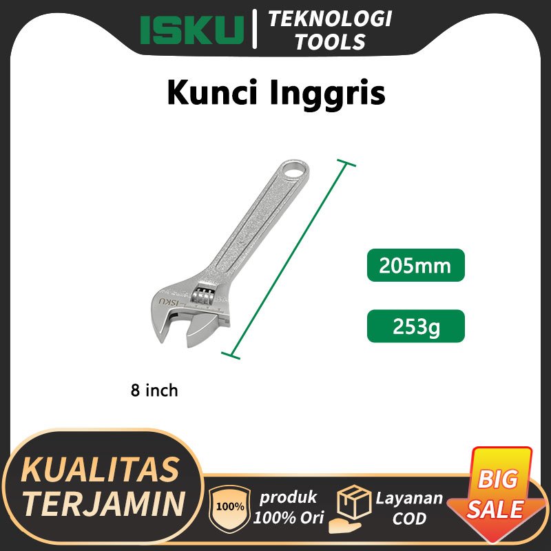 Jual Isku Kunci Inggris Adjustable Ukuran 8 Inch | Shopee Indonesia