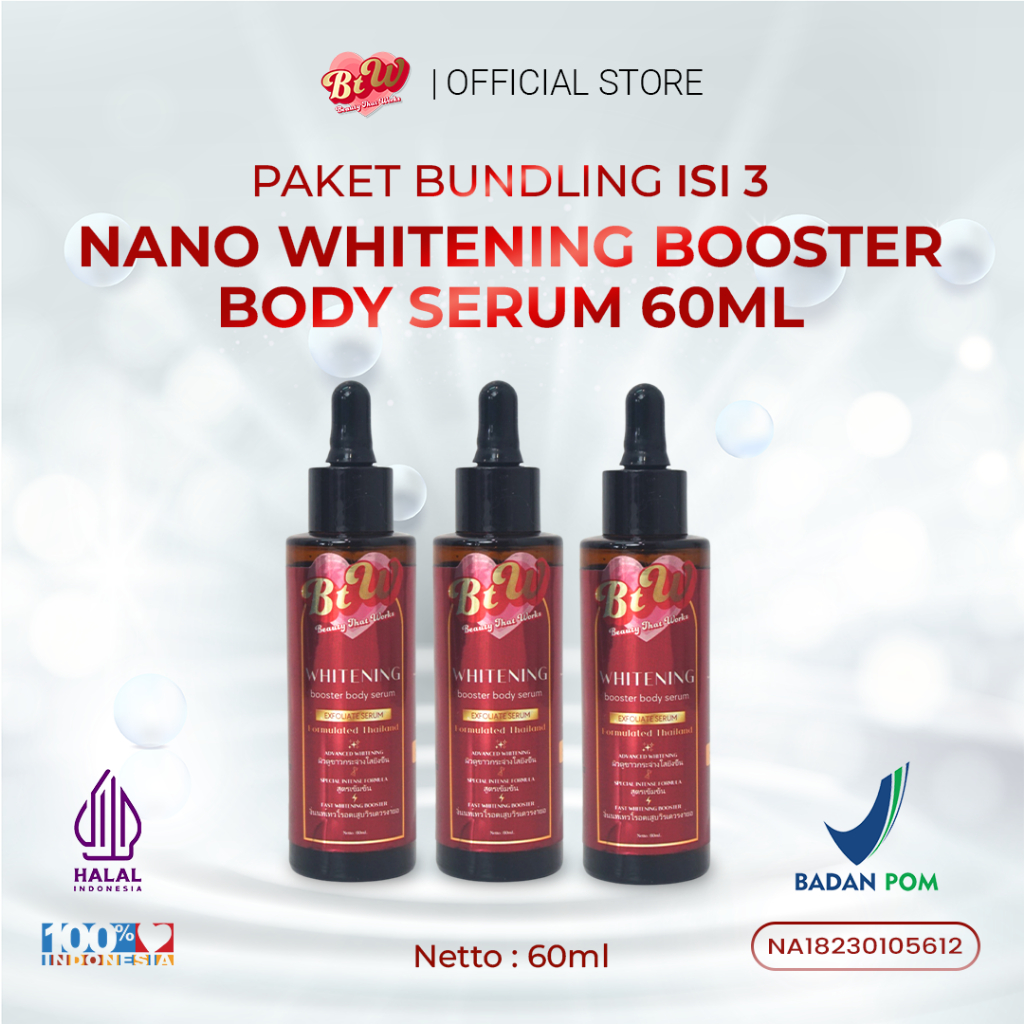 Jual PAKET ISI 3 - BTW NANO WHITENING BOOSTER BODY SERUM 60ML | Shopee ...