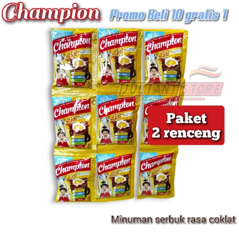Jual PAKET 2 RENCENG 22 SACHET Champion Minuman Susu Coklat 4in1 ...