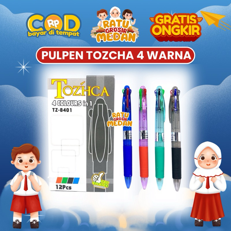 Jual PULPEN TOZHCA 4 WARNA PER LUSIN (12PCS) | Shopee Indonesia