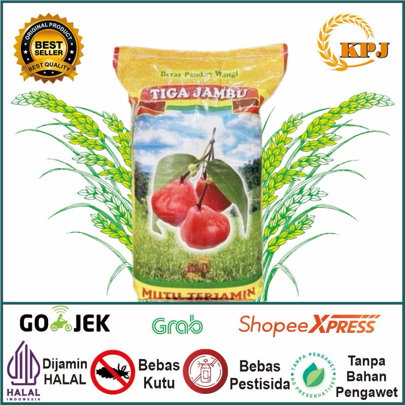 Jual beras cap tiga jambu 20kg 10kg 5kg | Shopee Indonesia