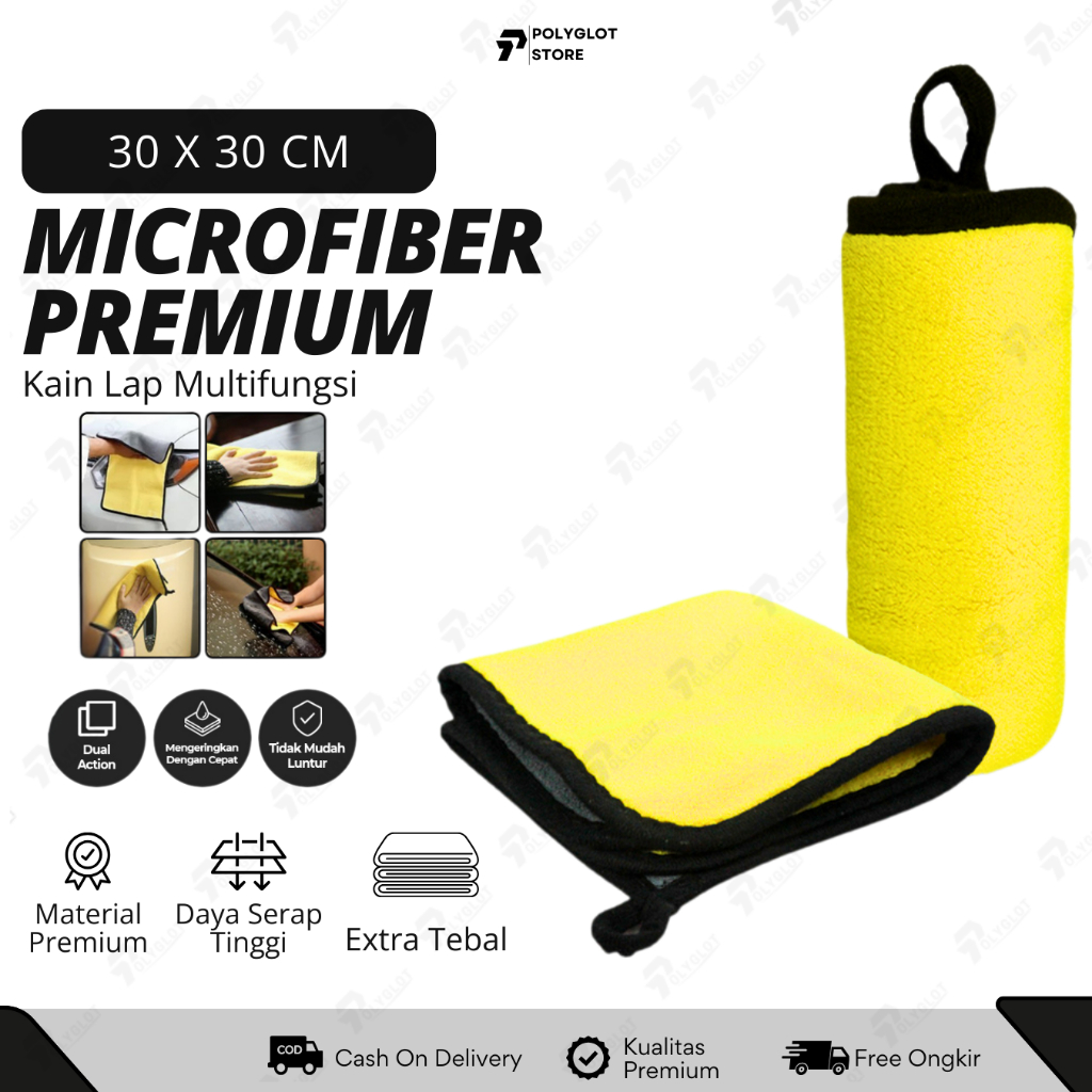 Jual COD Kain Lap Microfiber Serbaguna 30X30Cm 2 Sisi Halus Multifungsi ...