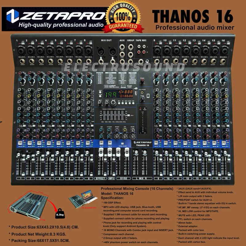 Jual MIXER AUDIO ZETAPRO THANOS 16, COMPRESSOR / Zetapro Original | Shopee Indonesia