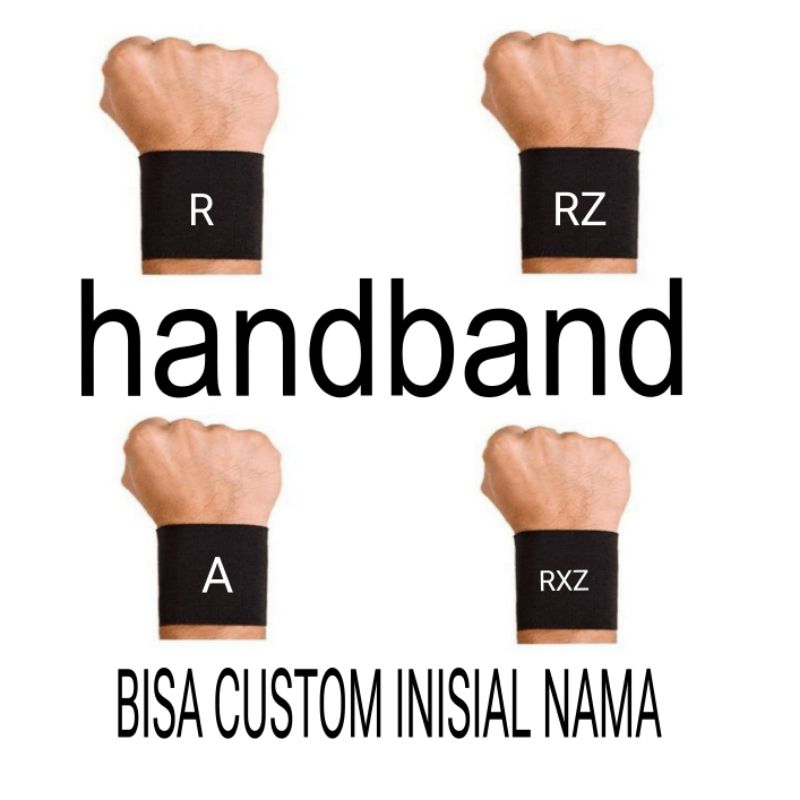 Jual wristband - handband -ikat tangan custom inisial nama - handband sport - ikat tangan ...