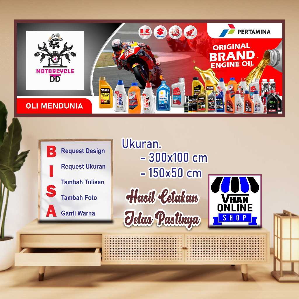 Jual Cetak Banner Spanduk Toko Oli Motor Enduro Bahan Kuat | Shopee ...