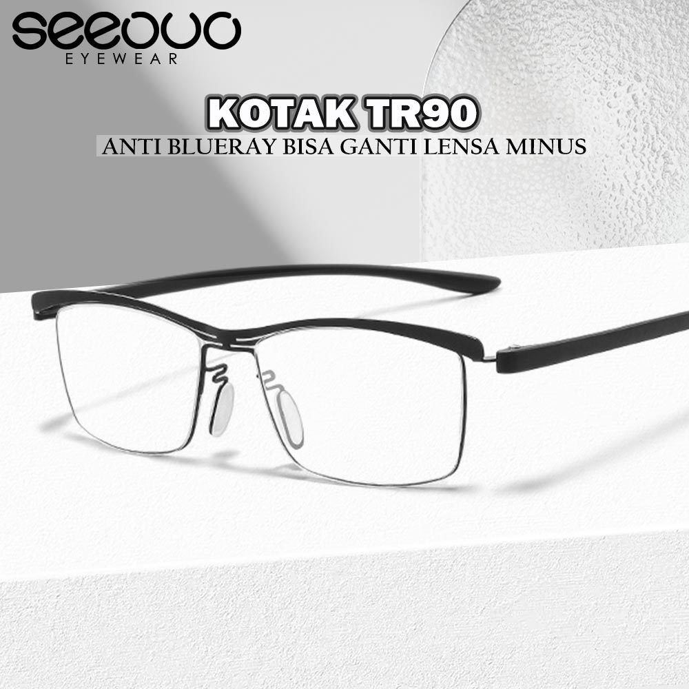 Jual Seeouo Kacamata Antiradiasi Blueray Model Kotak Halfrim Stylish Light Frame TR90 Business ...