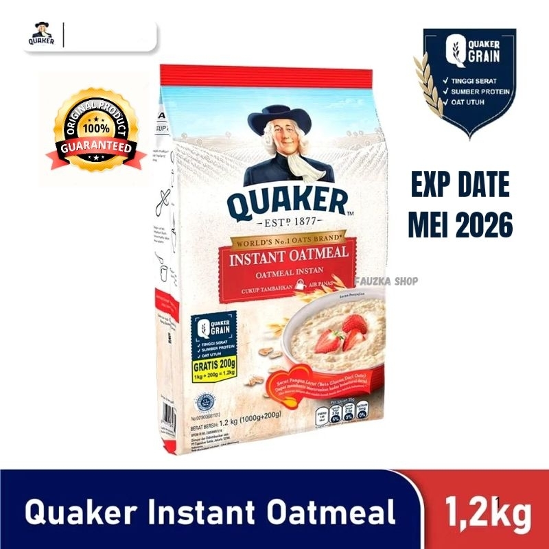 Jual QUAKER OAT INSTANT 1200GR EXP 2026 | Shopee Indonesia