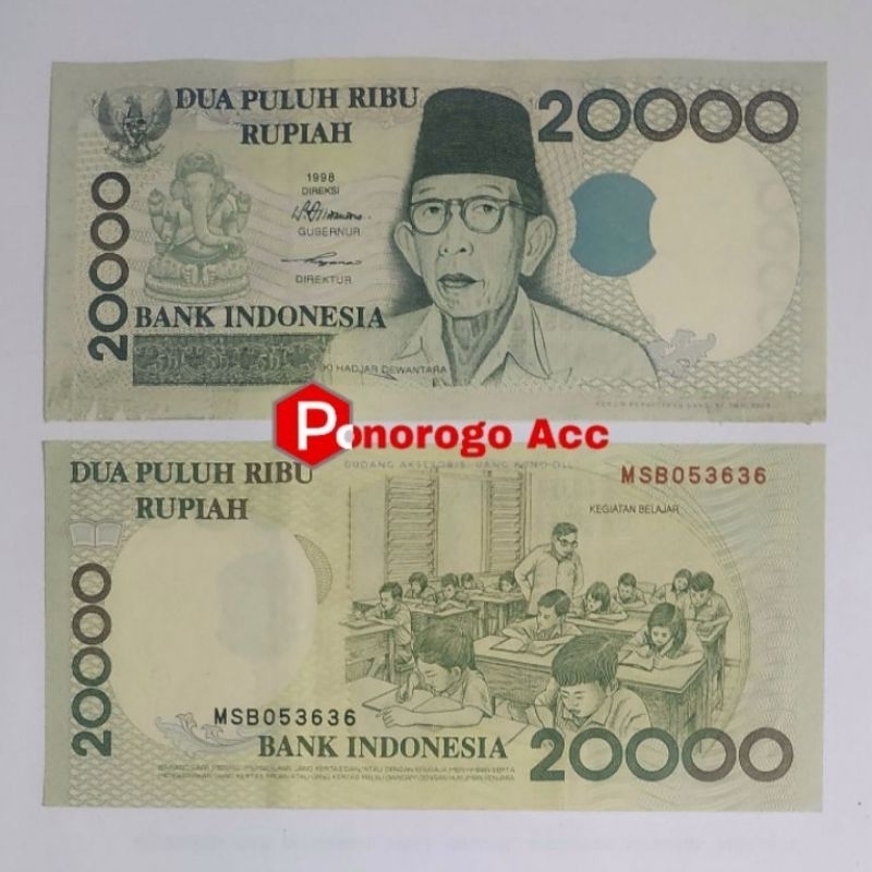 Jual (Xf/Bekas Bagus) Uang kuno 20.000 Rupiah Kihajar Dewantara tahun ...