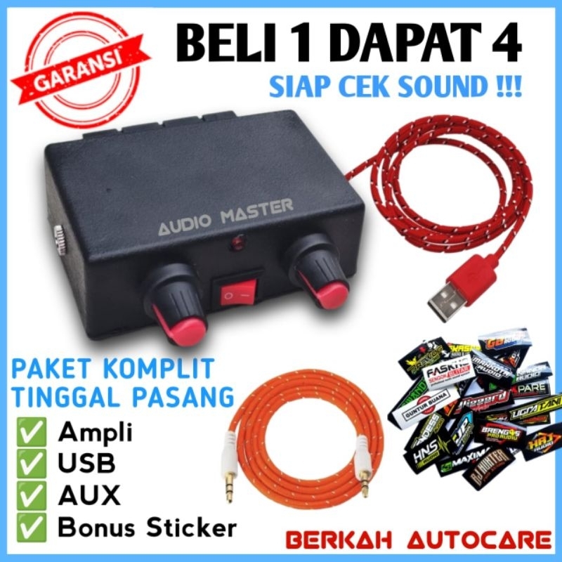Jual power ampli mini 2 potensio on off + input aux (free kabel aux ...