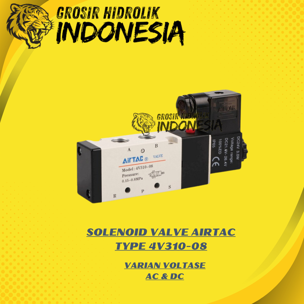 Jual SOLENOID VALVE 4V310-08 SELENOID VALVE AIRTAC TYPE 4V310-08 AC220 ...
