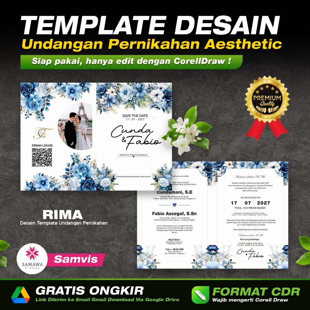Jual Template Desain Undangan Pernikahan Premium Aesthetic - Rima ...
