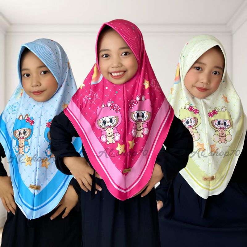 Jual HIJAB ANAK TK LABUBU LUCU/ JILBAB ANAK KARAKTER LABUBU USIA 4-7 ...