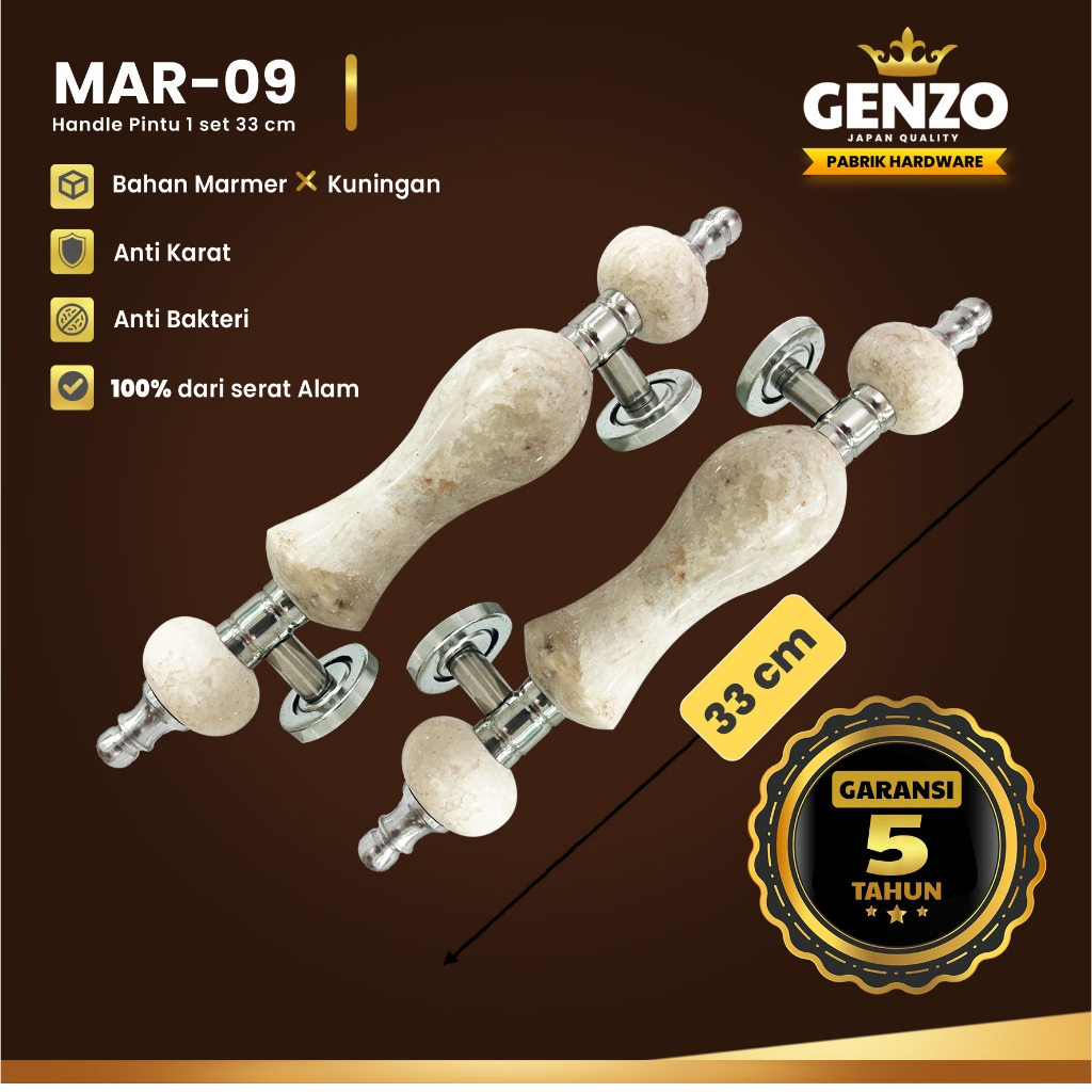 Jual GENZO Handle Pintu Rumah Minimalis Bahan Batu Marmer Mewah 33 cm 2 ...