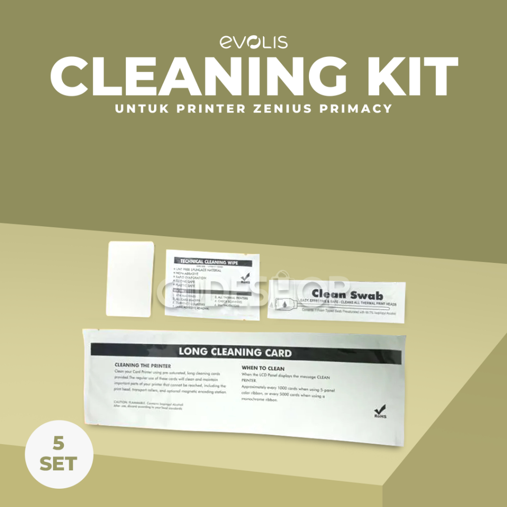 Jual Cleaning Kit ID Card Printer Evolis Zenius Primacy PN CK-P0308 5 ...