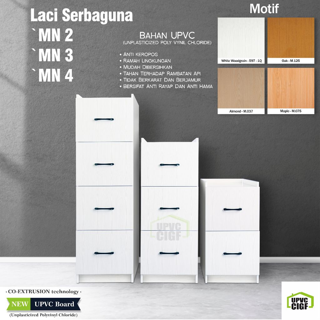 Jual Laci Serbaguna Drawer 2-4 Susun Bahan UPVC MN Furniture Anti Rayap ...