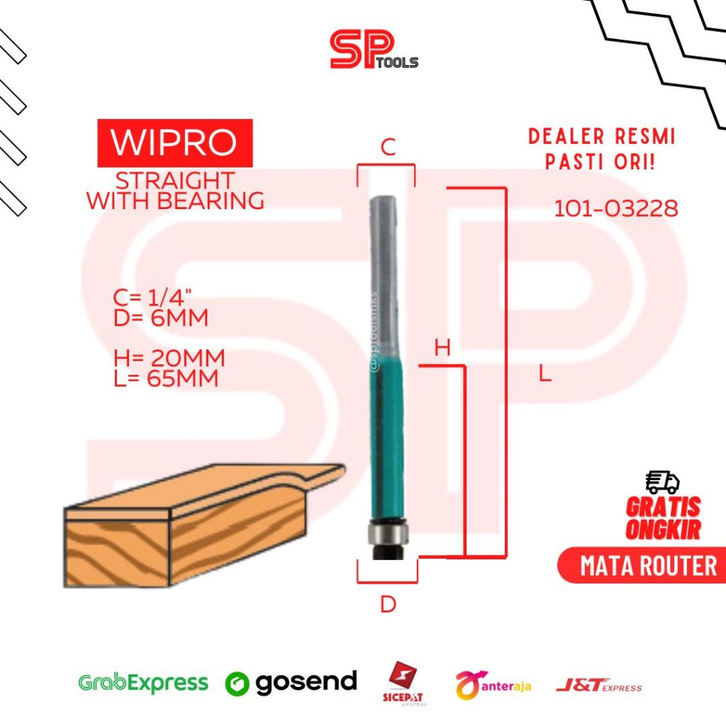Jual MATA ROUTER ROTER PROFIL KAYU LURUS STRAIGHT BIT WITH BEARING ...