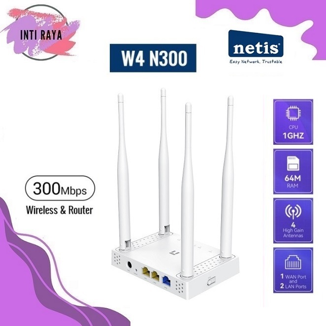 Jual NETIS W4 N300 Wireless Router 300Mbps 4 Antena | Shopee Indonesia