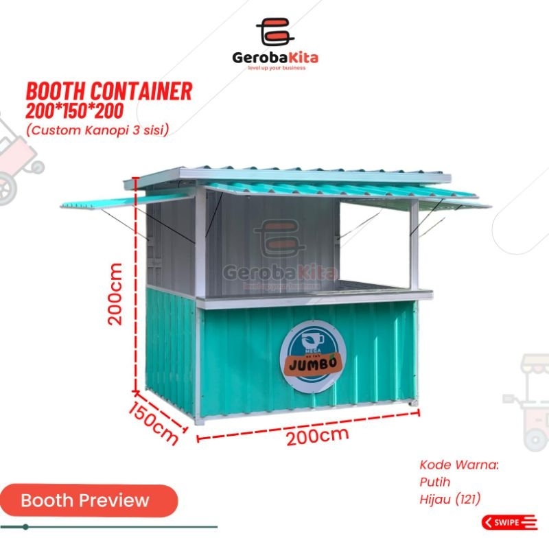 Jual booth kontainer ukuran 200x150x210 custom kanopi 3 dan lantai ...