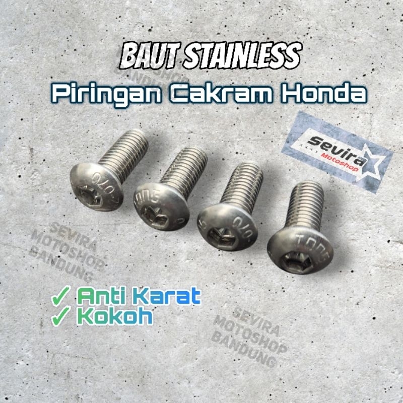 Jual Baut Stainless ( isi 4 ) Piringan Cakram Honda Anti Karat | Shopee Indonesia