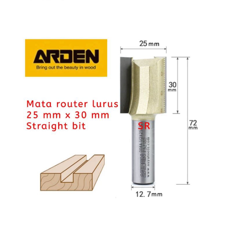 Jual Mata Router/ Profil Lurus 25mm × 30mm As 1/2 Straight Bits Merk ...