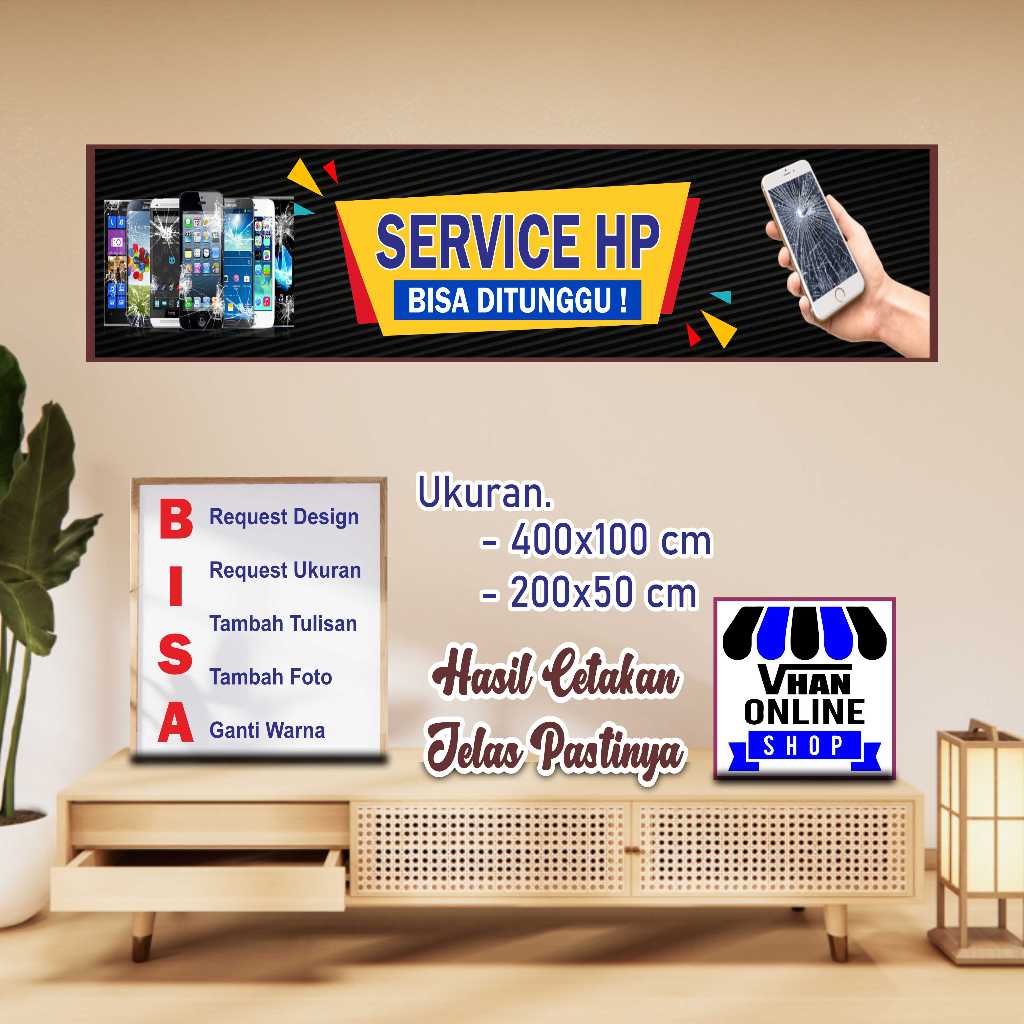 Jual Cetak Spanduk Banner 400x100 cm Konter Service Hp Bagus | Shopee ...