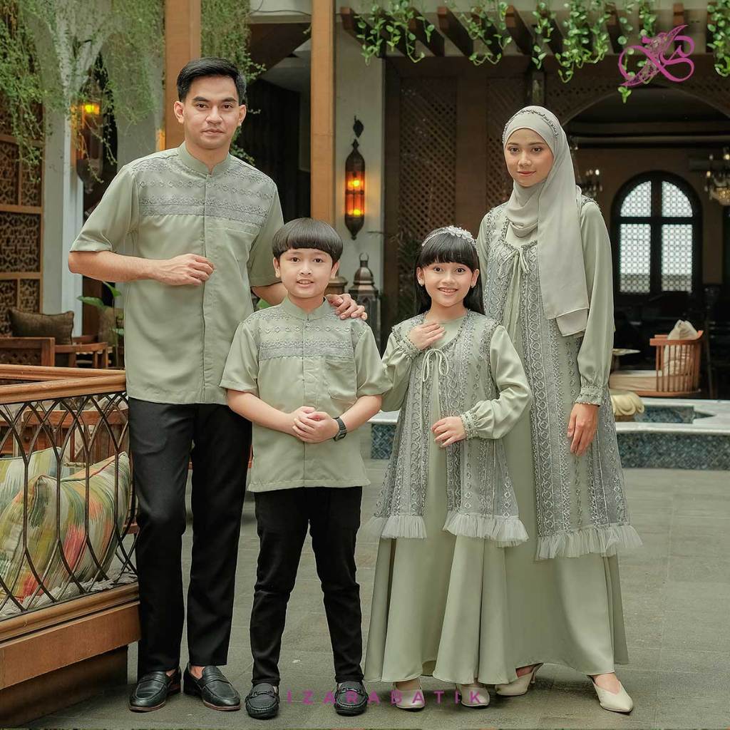Jual IZARABATIK - Family Set Dress Bestari Matcha Raya Collection Baju ...