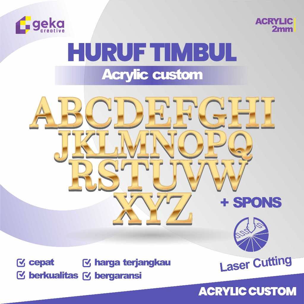 Jual Huruf Timbul Akrilik Mirror + Spons READY Siap Kirim (TIDAK BISA ...