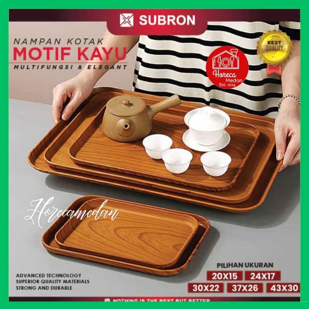 Jual Nampan Baki Tray Saji Plastik Makanan Minuman tray Motif Kayu ...