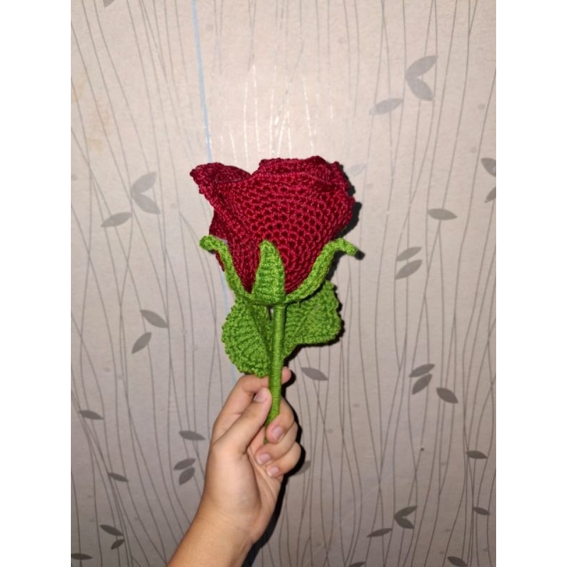Jual Bucket Bunga Mawar Rajut 14cm (Hanya Bunga Saja) | Shopee Indonesia