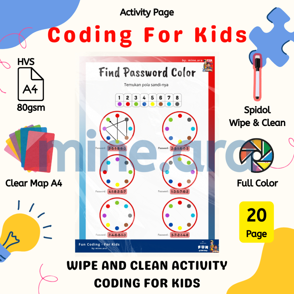 Jual Activity Page Coding For Kids Math Numeric Alphabet Color ...