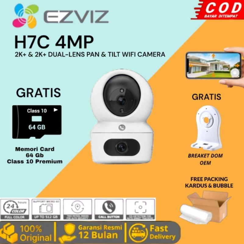 Jual EZVIZ H7C 4MP + 4MP 2K Dual-Lens Pan & Tilt WiFi IP Camera CCTV ...