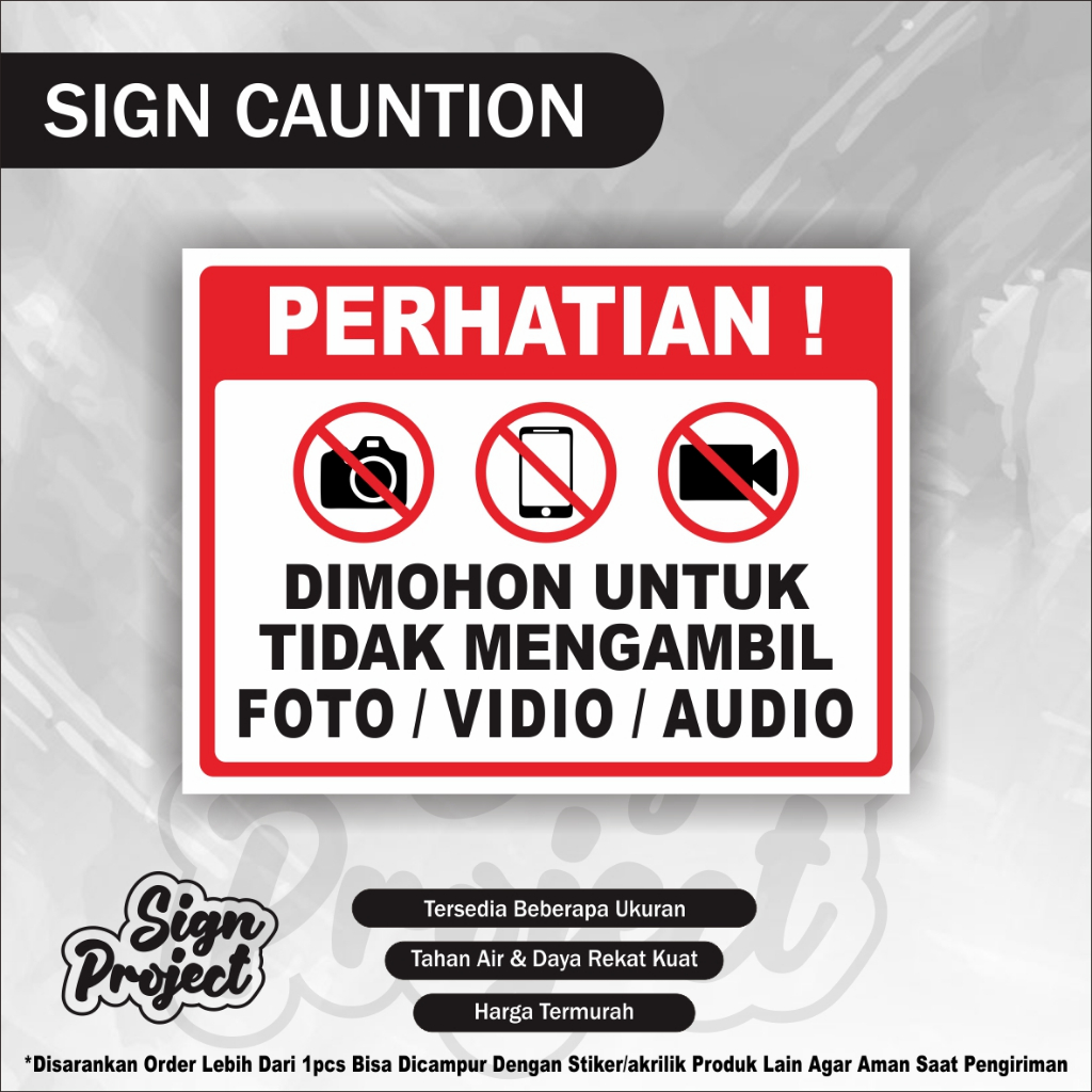 Jual Sticker Dilarang Foto / Stiker Dilarang Merekam / Stiker Dilarang ...