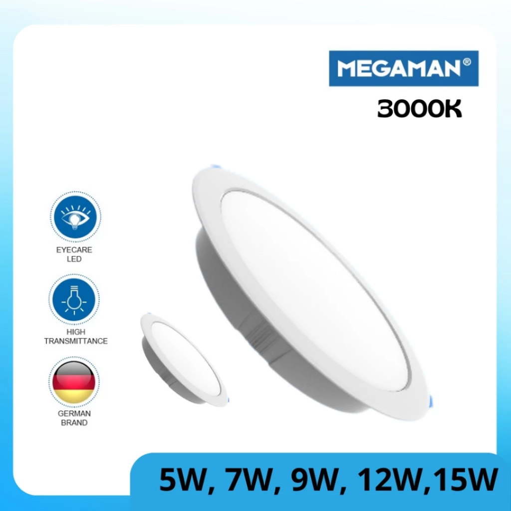 Jual Megaman Lampu Downlight LED MQTL1119 Y - F 3000K / 5W / 7W / 9W / 12W /15W | Shopee Indonesia