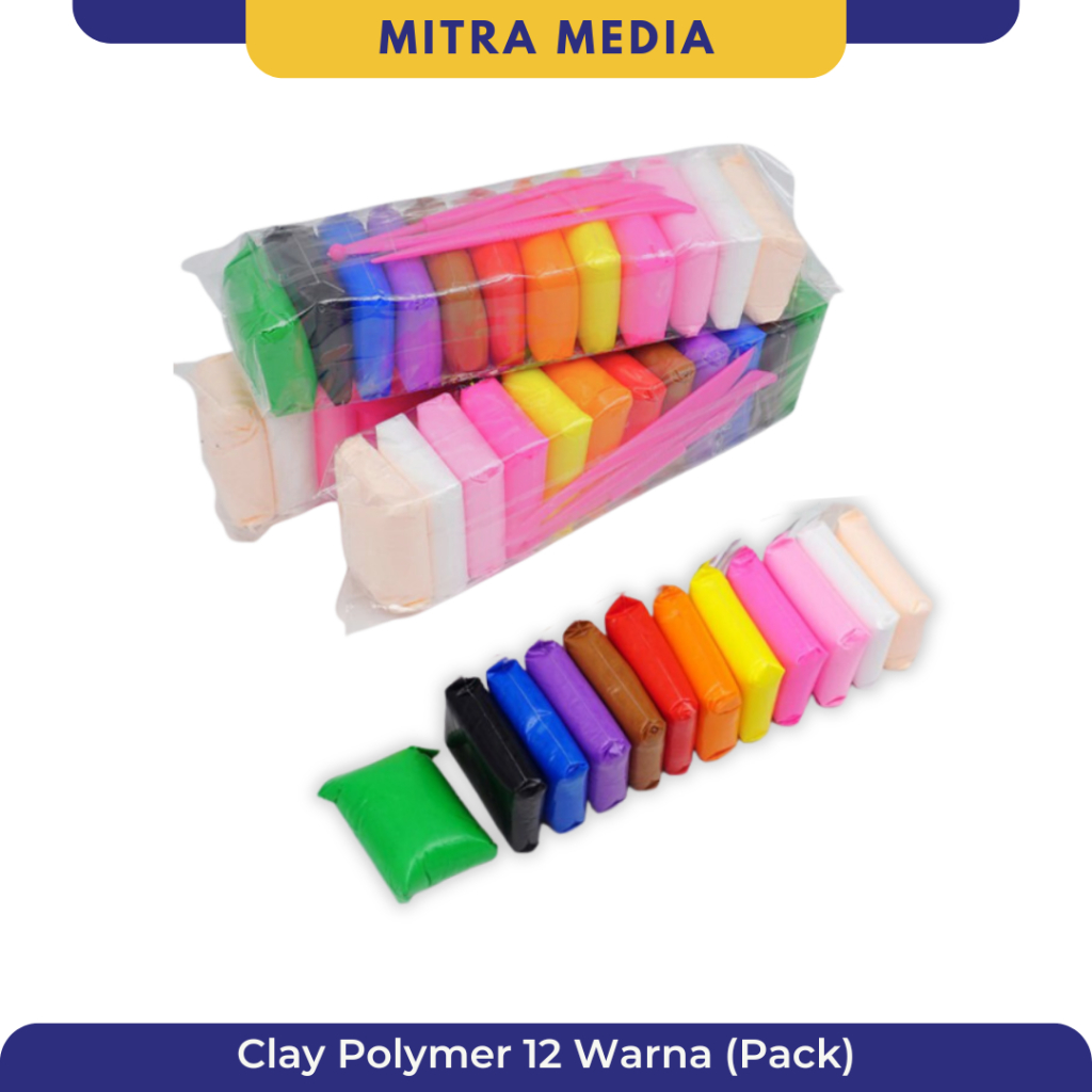 Jual Mainan Anak Clay Polymer Ultra High Clay 12 Warna Mainan Lilin ...
