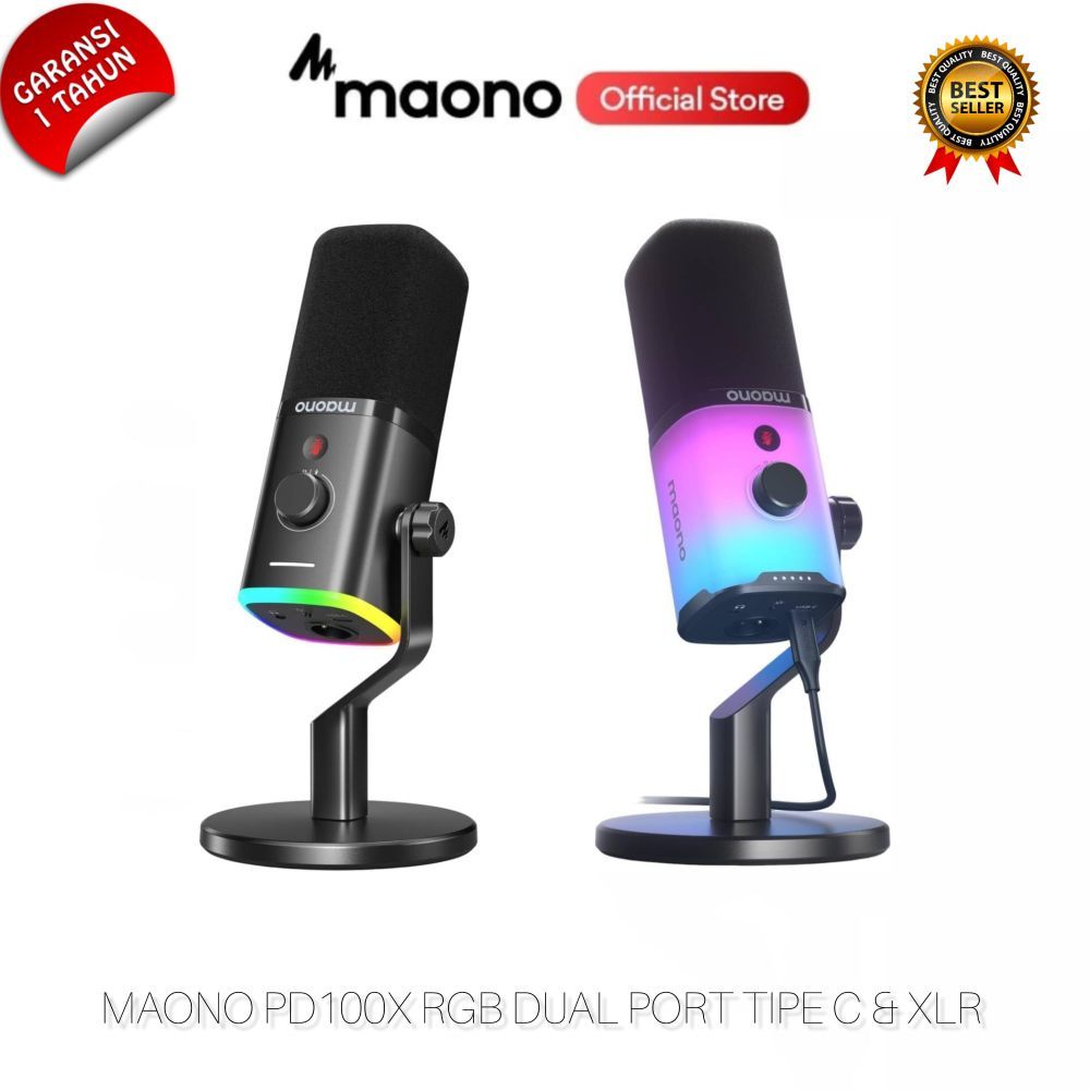 Jual MAONO PD100X RGB Dual Mode Konektor USB XLR Dynamic Microphone for Gaming Live Streaming ...