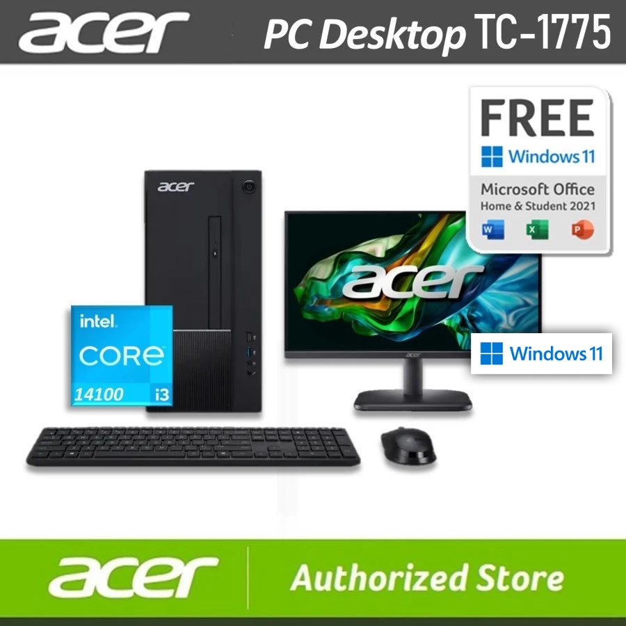Jual PC DESKTOP - ACER TC 1775 I3 14100 8GB 512GB WINDOWS 11 +OHS2021 ...