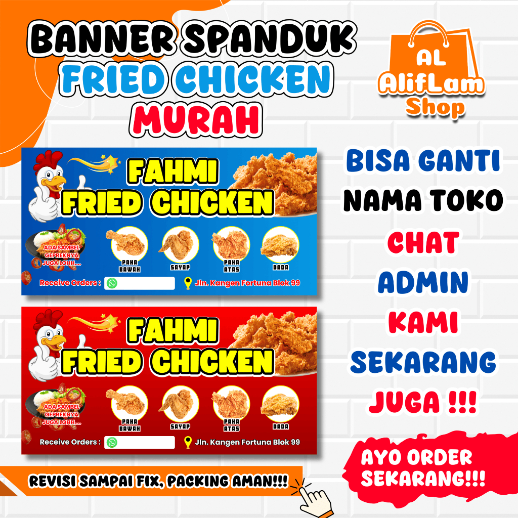 Jual CETAK BANNER SPANDUK FRIED CHICKEN | VERSI AS_76 | BISA GANTI NAMA ...