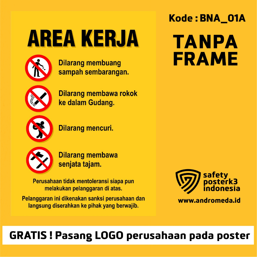 Jual Safety Poster K3 : Area Kerja Bebas Zat dan Minuman Terlarang ...
