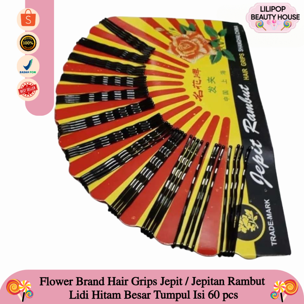 Jual Flower Brand Hair Grips Jepit / Jepitan Rambut Lidi Hitam Besar ...