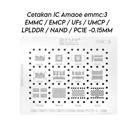 Jual Cetakan IC Amaoe emmc:3 EMMC / EMCP / UFs / UMCP / LPLDDR / NAND / PC1E -0.15MM | Shopee ...