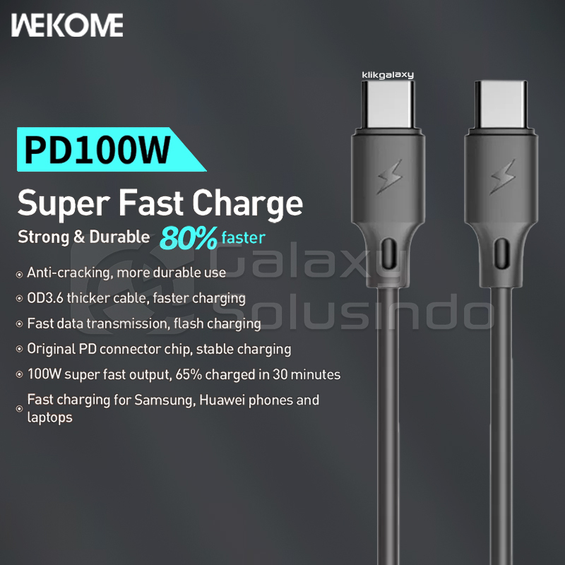 Jual WEKOME WDC-106a Black Type-C to Type-C Data Cable | Shopee Indonesia